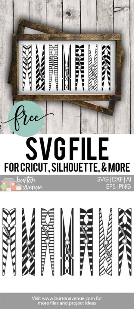 Free SVG Cut File - Striped Clothespins - Burton Avenue