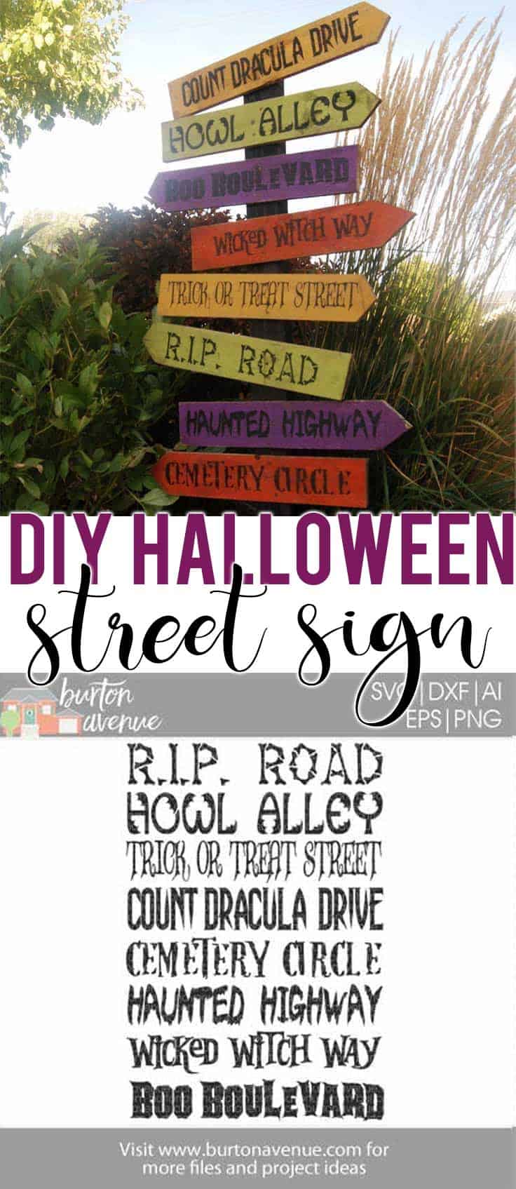 DIY Halloween Street Sign - Burton Avenue