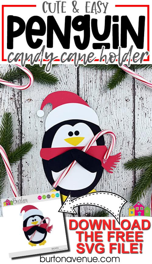 Penguin-Candy-Cane-Holder-pin - Burton Avenue