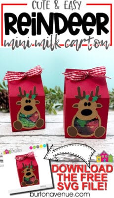 Reindeer Mini Milk Carton - Burton Avenue